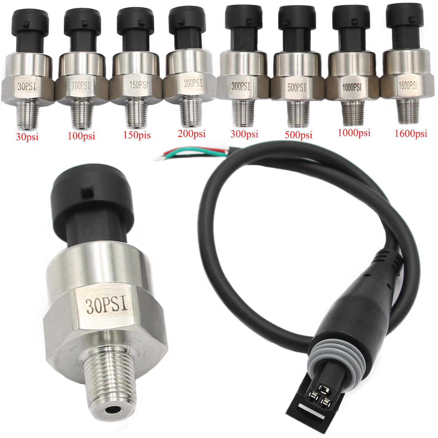 5V Pressure Transducer or Sender 30psi-1600Psi for Fuel Diesel Oil Air ...